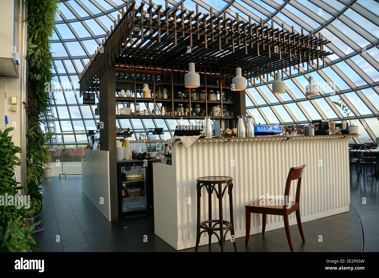 Reykjavik, Iceland - June 21, 2019 - A small revolving cafeteria inside ...