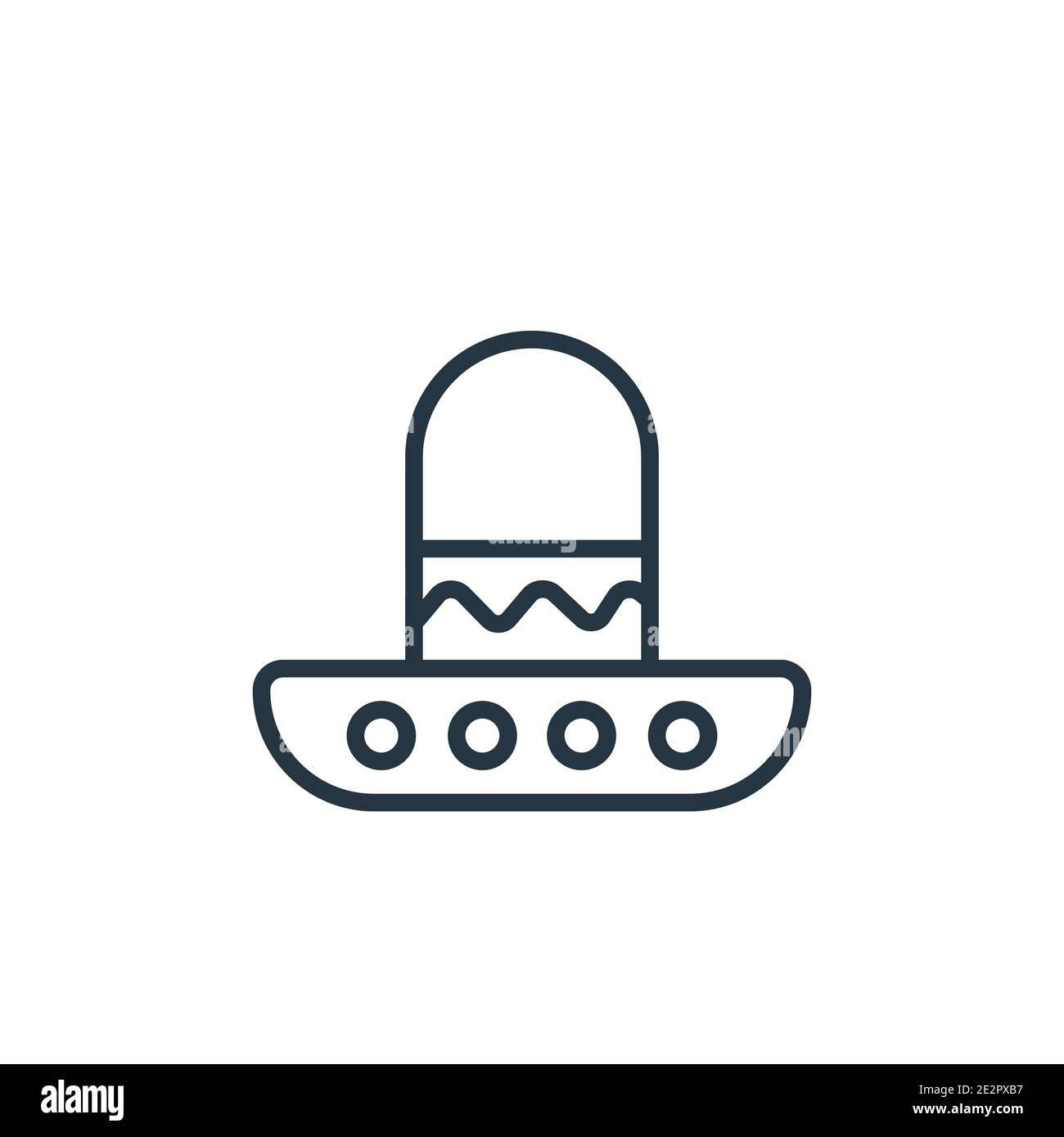 Mexican hat outline vector icon. Thin line black mexican hat icon, flat ...
