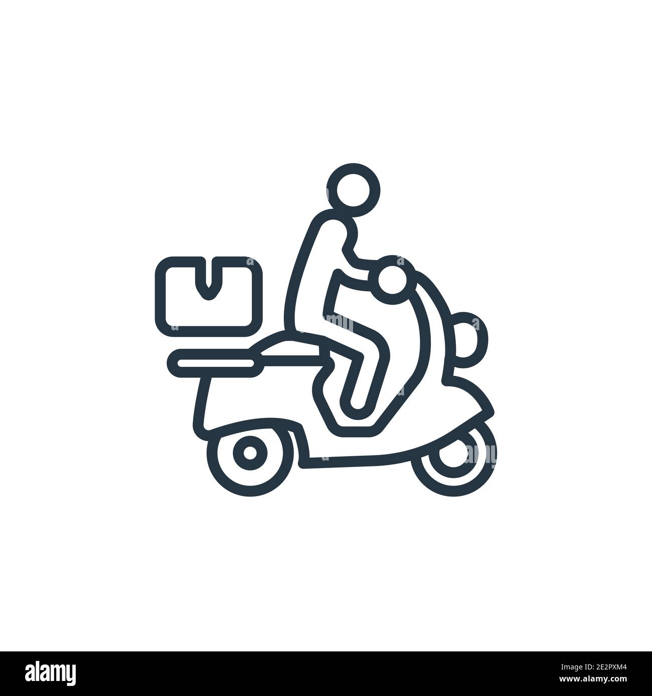 Delivery by motorcycle outline vector icon. Thin line black delivery by ...