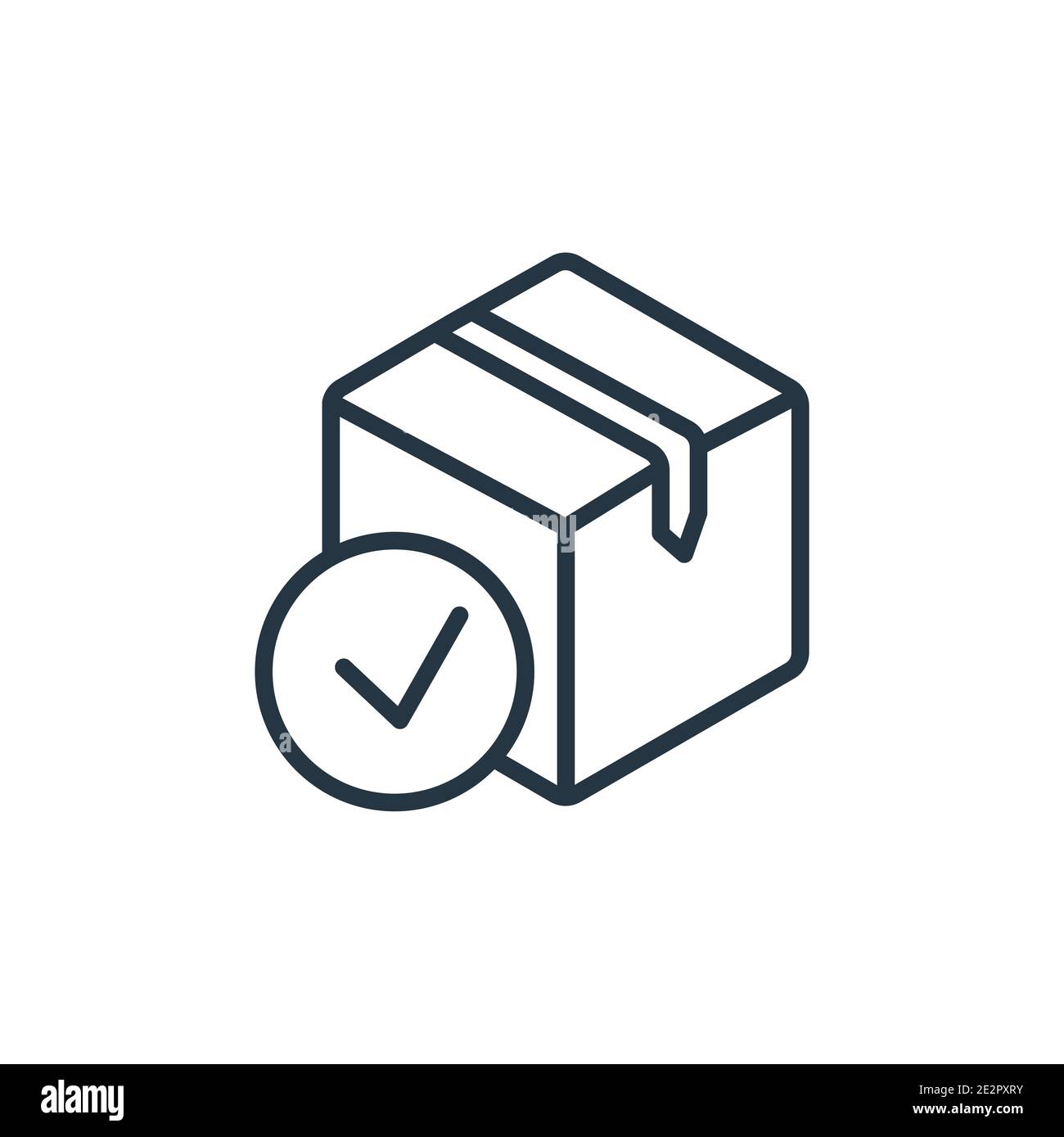 Delivered box verification outline vector icon. Thin line black ...