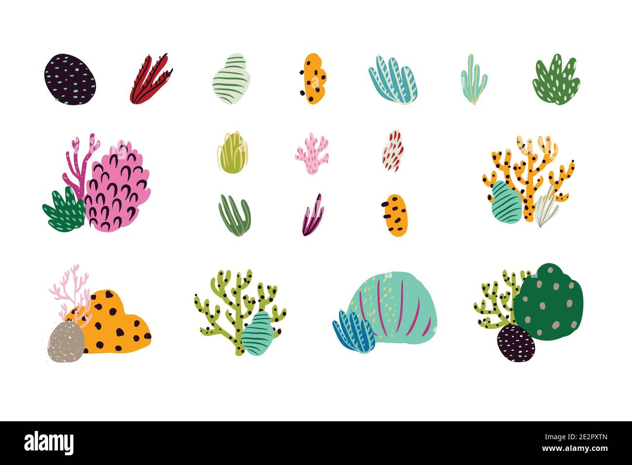Set of colorful underwater design elements. Vector illustration Stock ...