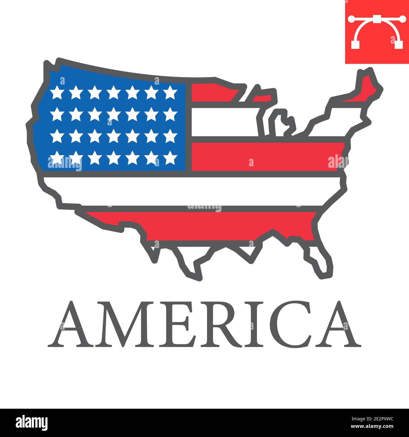 Map of USA color line icon, country and north america, usa map flag ...