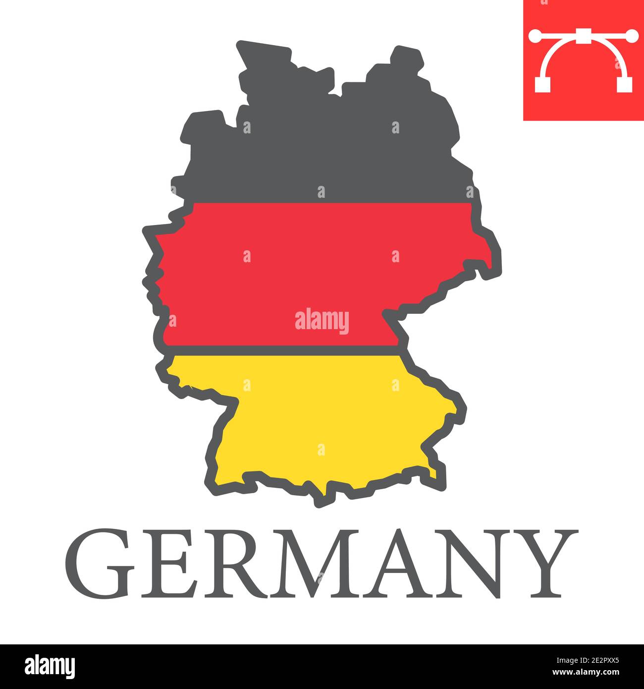 Map of Germany color line icon, country and geography, germany map flag ...