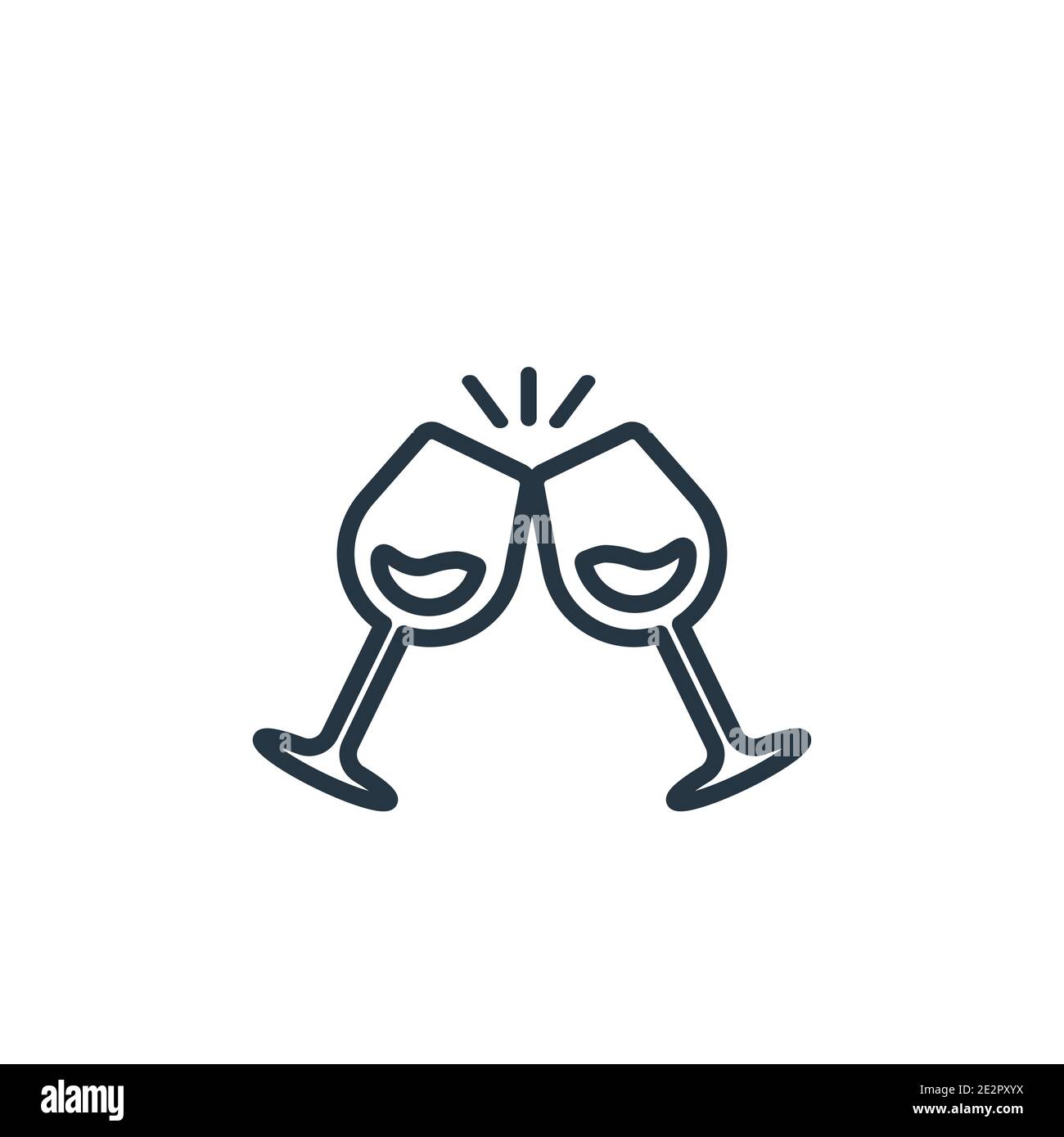 Brindis with wine glasses outline vector icon. Thin line black brindis ...