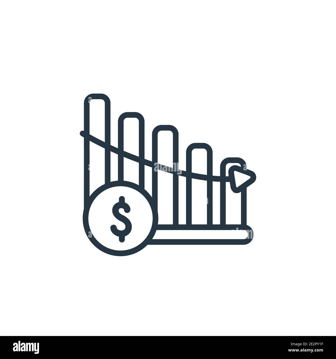 Loss chart outline vector icon. Thin line black loss chart icon, flat ...