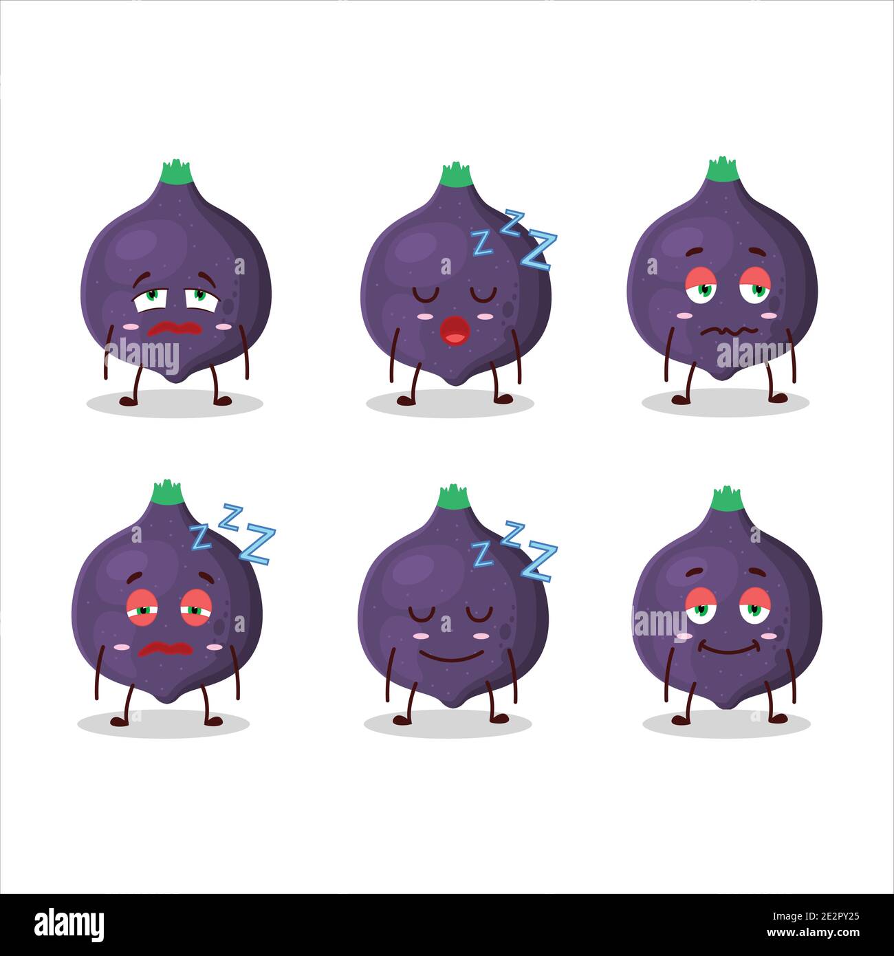 Cartoon character of fig with sleepy expression. Vector illustration ...