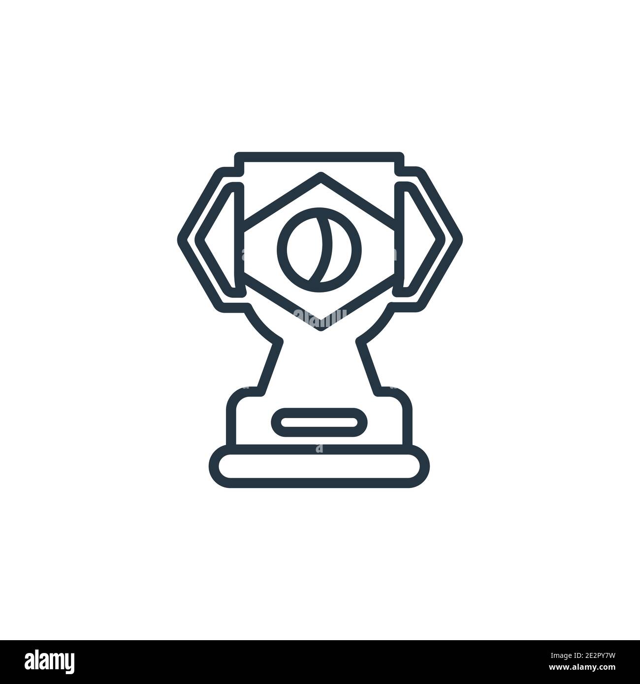 Trophy outline vector icon. Thin line black trophy icon, flat vector ...