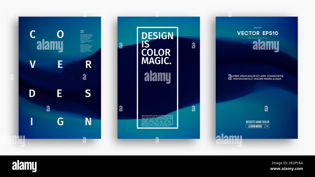 Cover design template with blue gradient. Wave vector illustration ...