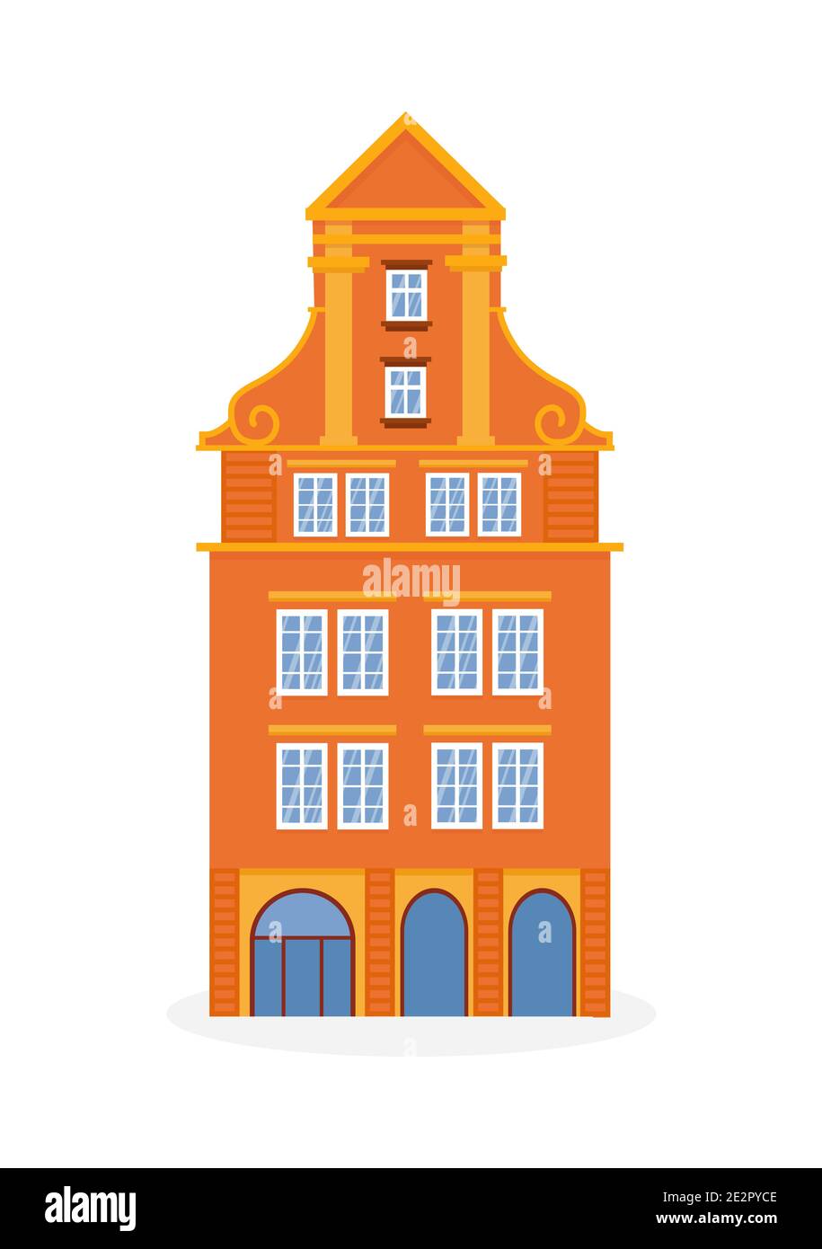european colorful old house. Dutch style. orange historic facade ...
