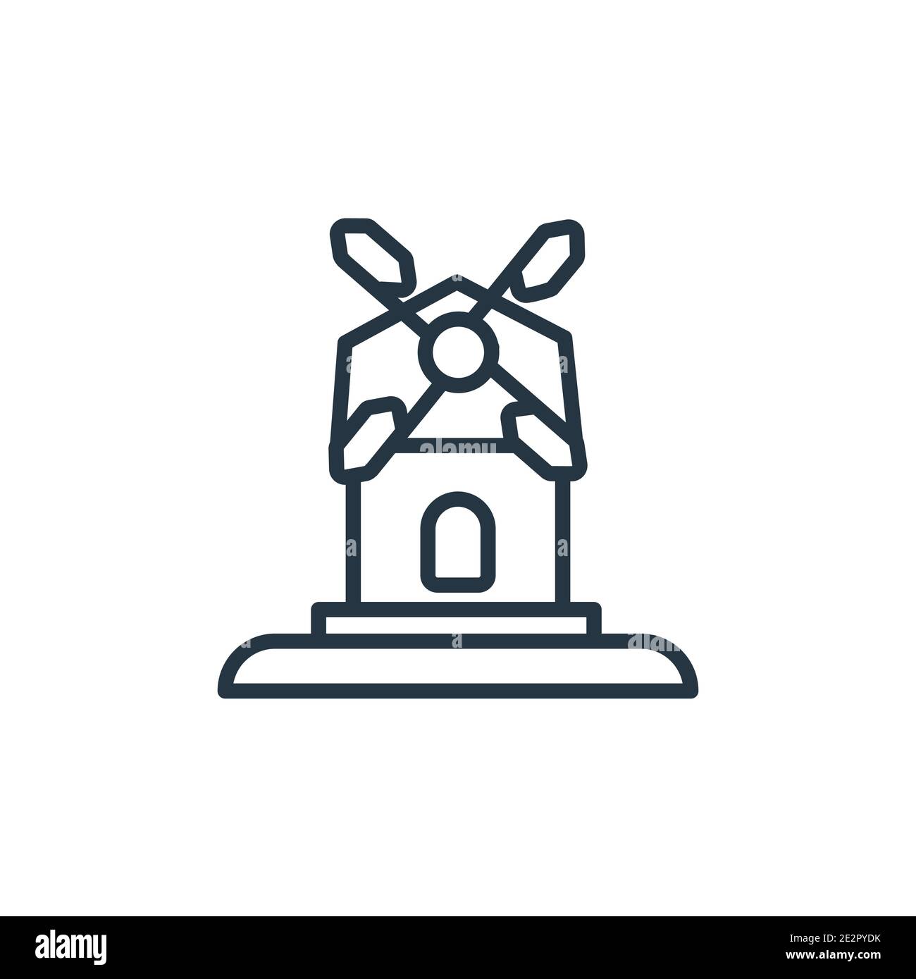 Mill outline vector icon. Thin line black mill icon, flat vector simple ...