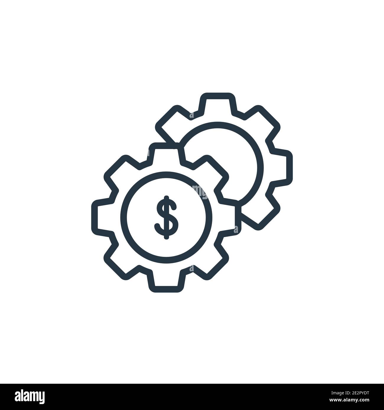 Economy gear outline vector icon. Thin line black economy gear icon ...