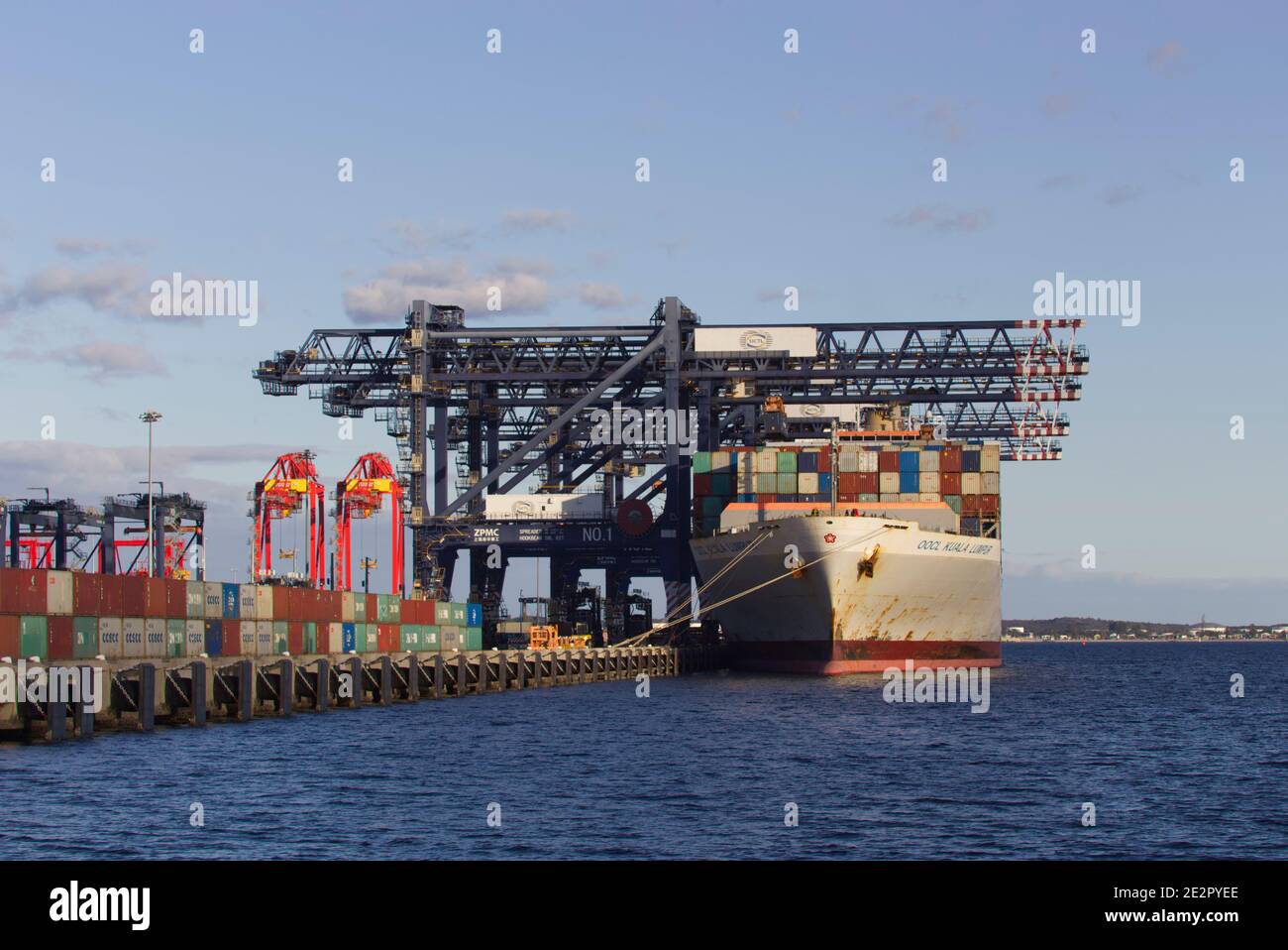 A container ship loading at Port Botany Sydney Australia Stock Photo ...