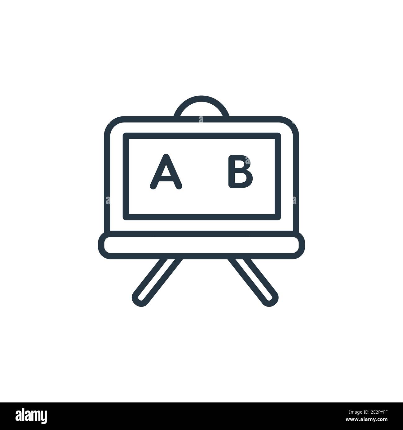 Whiteboard outline vector icon. Thin line black whiteboard icon, flat ...