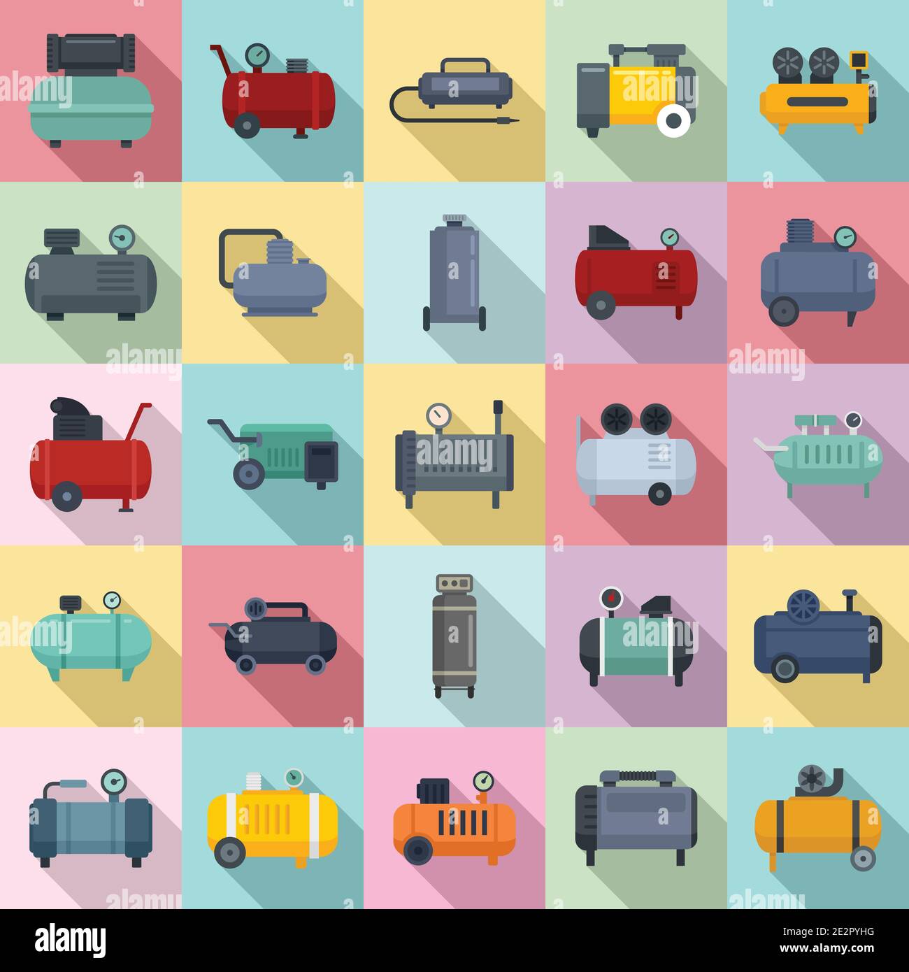Air compressor icons set, flat style Stock Vector Image & Art - Alamy