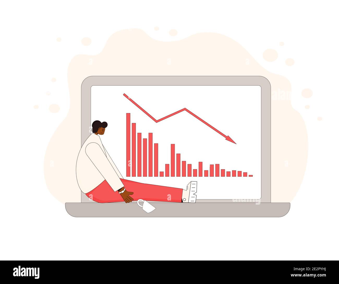 Down trend chart. Stock market crash. Investor lost money. Bankrupt ...