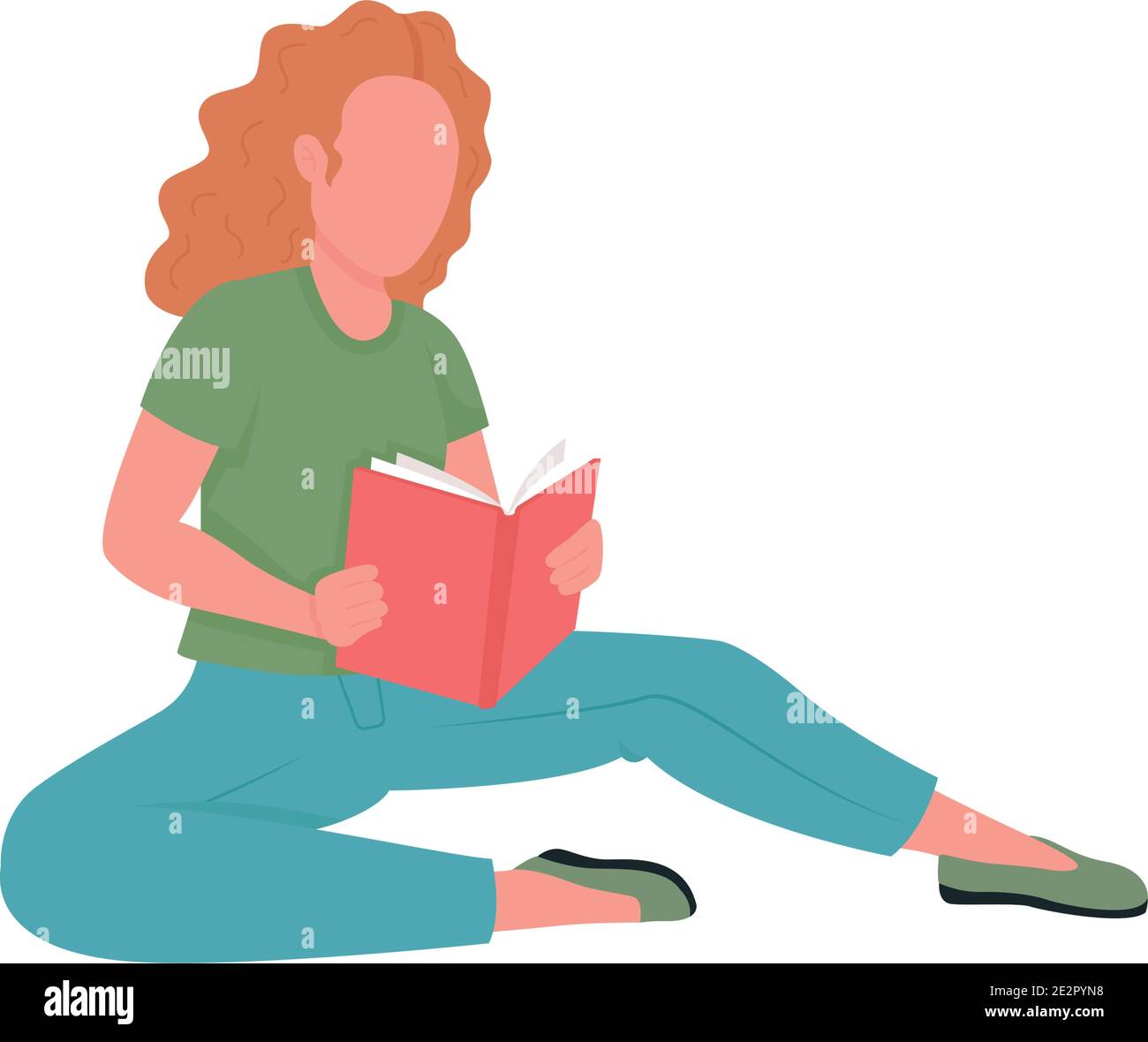 Woman reading book flat color vector faceless character Stock Vector ...