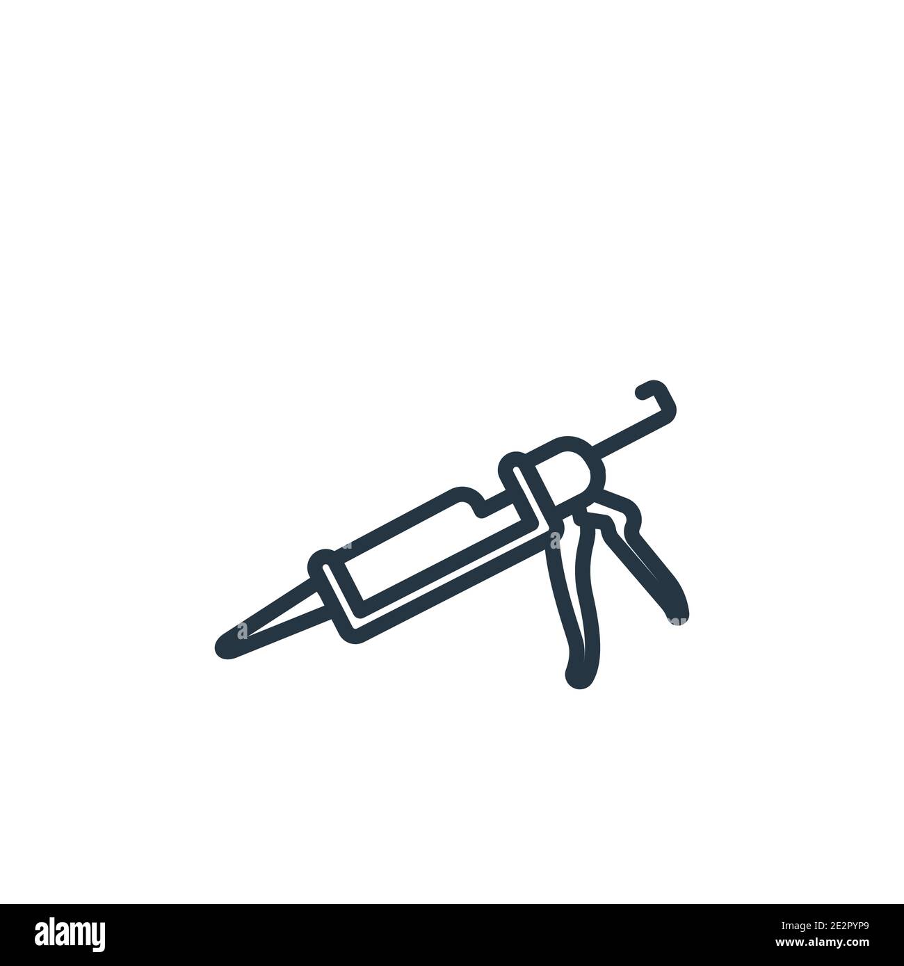 Caulk gun outline vector icon. Thin line black caulk gun icon, flat vector simple element ...
