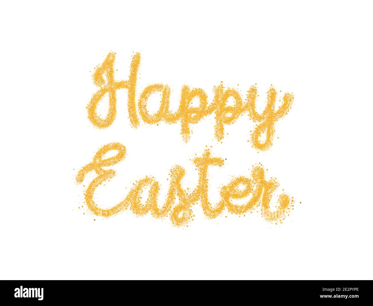 Happy easter. Hand written lettering of golden glitter texture. Shiny ...