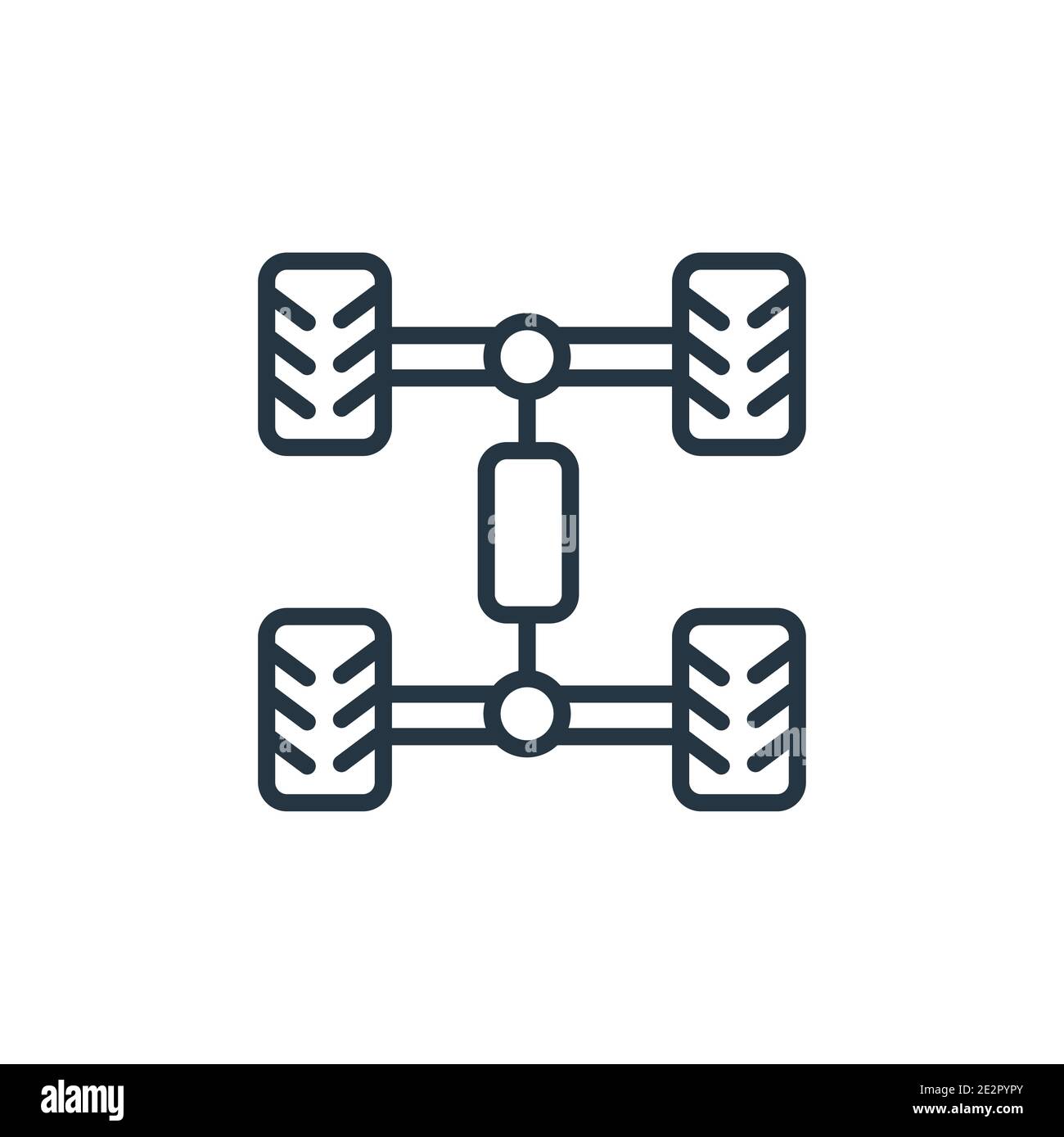 Car chassis outline vector icon. Thin line black car chassis icon, flat ...