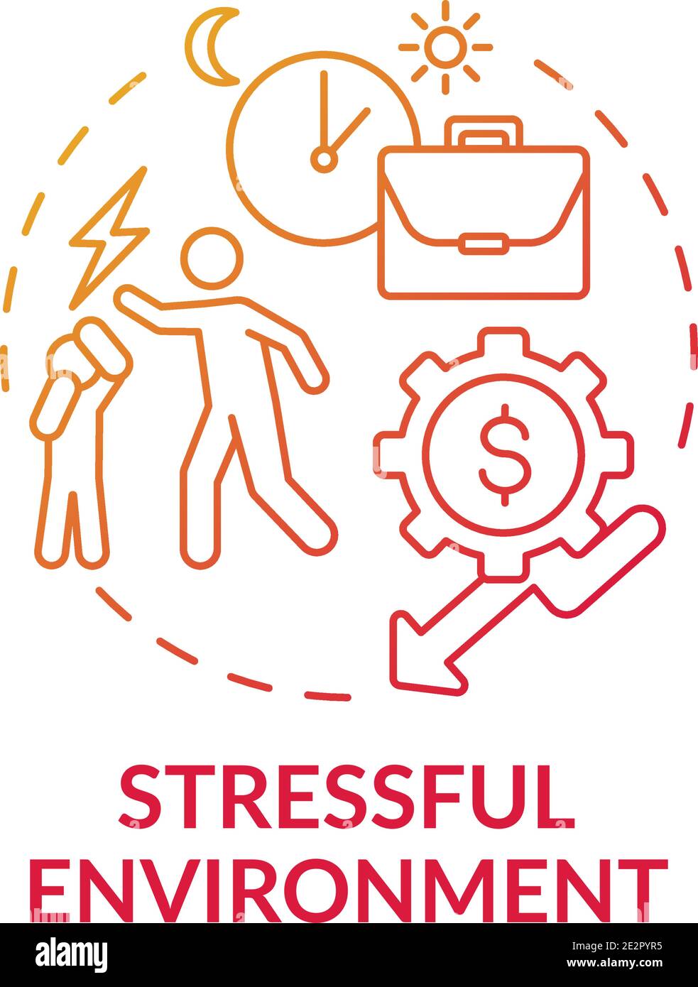 Stressful environment for children red gradient concept icon Stock ...