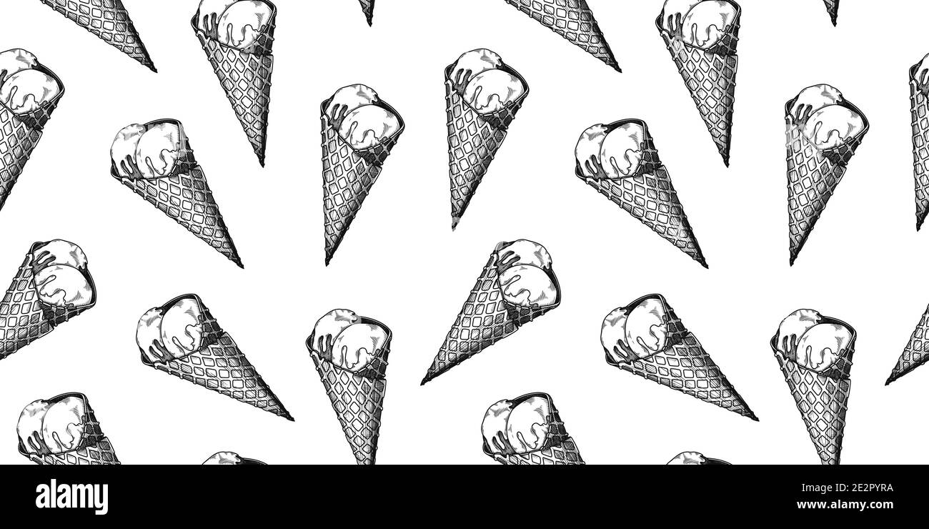 Seamless pattern with ice cream. Realistic ice cream. Vector ...