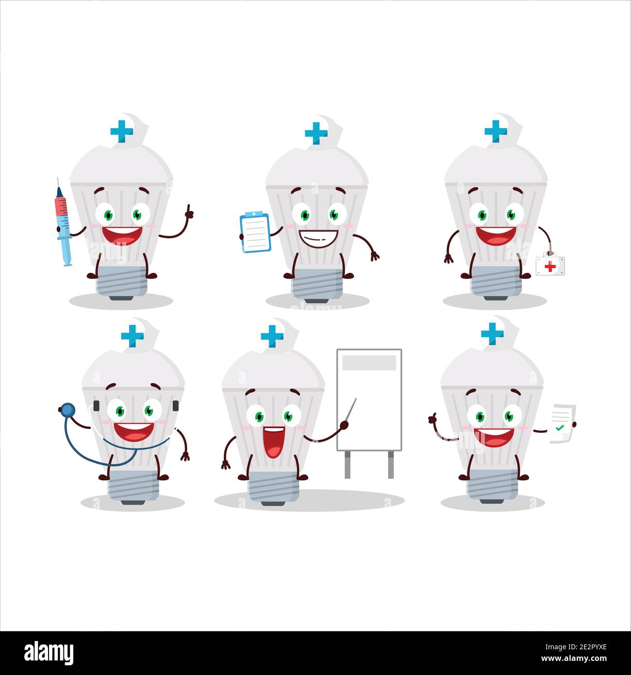 Doctor profession emoticon with led cartoon character. Vector ...