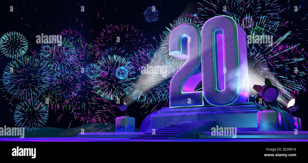 Number 20 in solid and thick shape on a purple pedestal with the ...