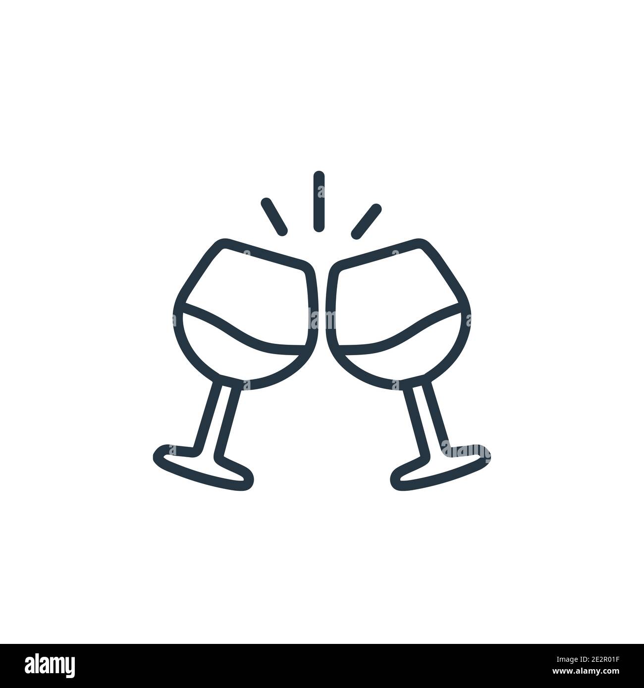 Brindis with wine glasses outline vector icon. Thin line black brindis ...