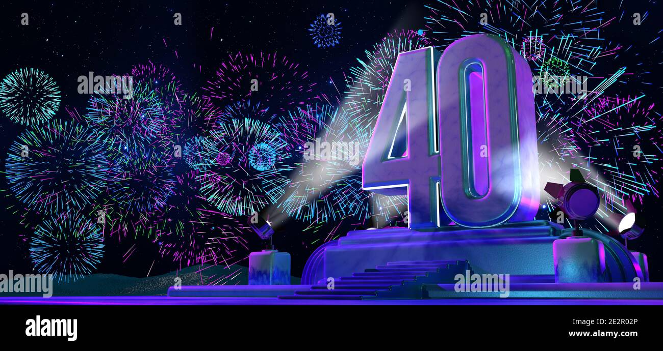 Number 40 in solid and thick shape on a purple pedestal with the ...
