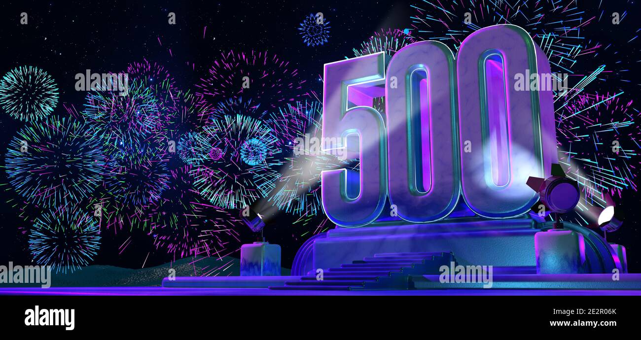 Number 500 in solid and thick shape on a purple pedestal with the ...