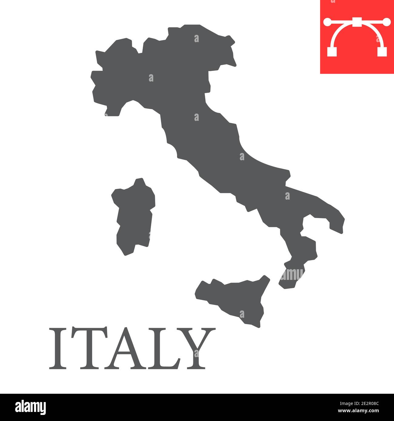 Map of Italy glyph icon, country and geography, italy map sign vector ...