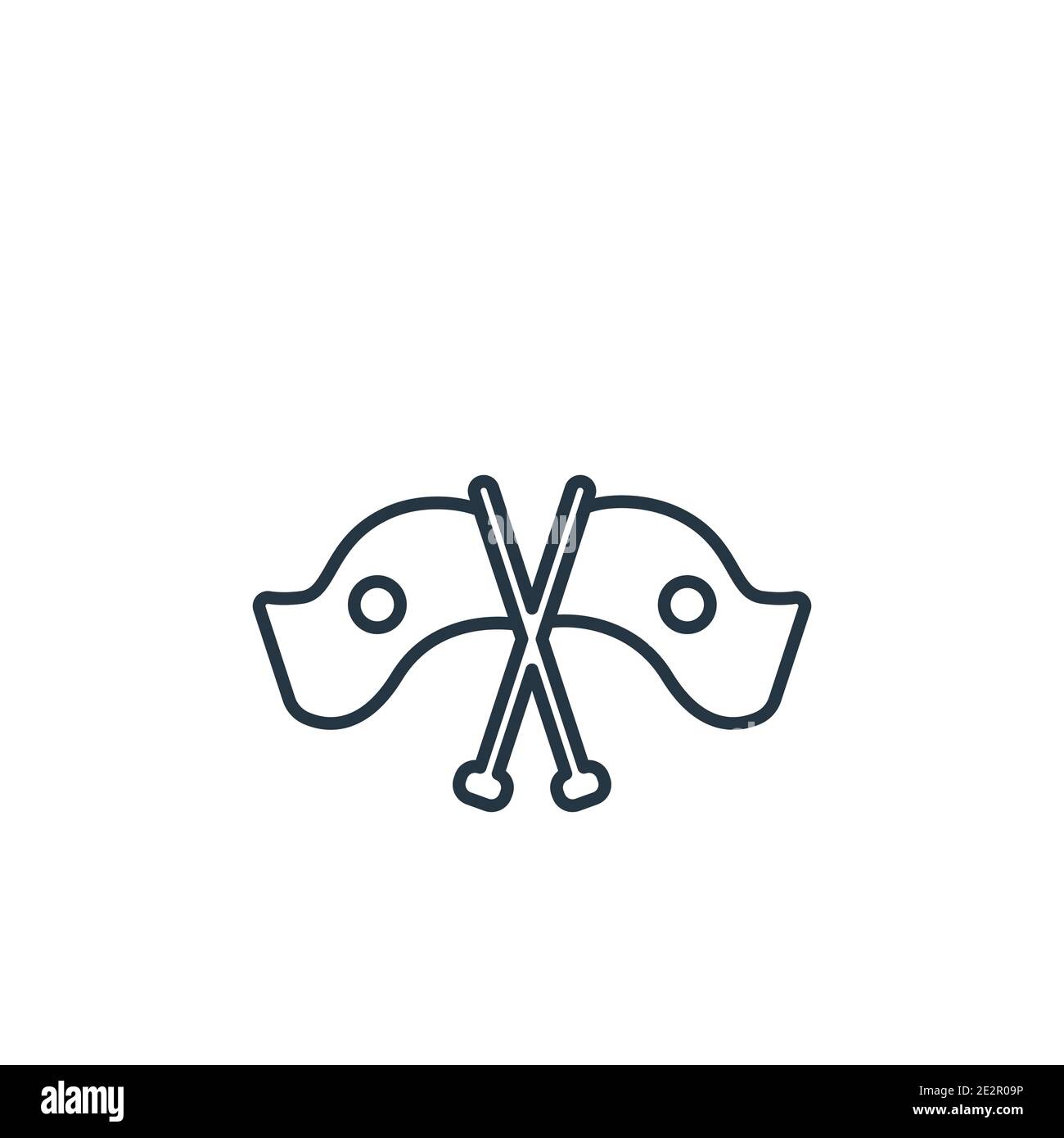 Flags crossed outline vector icon. Thin line black flags crossed icon ...