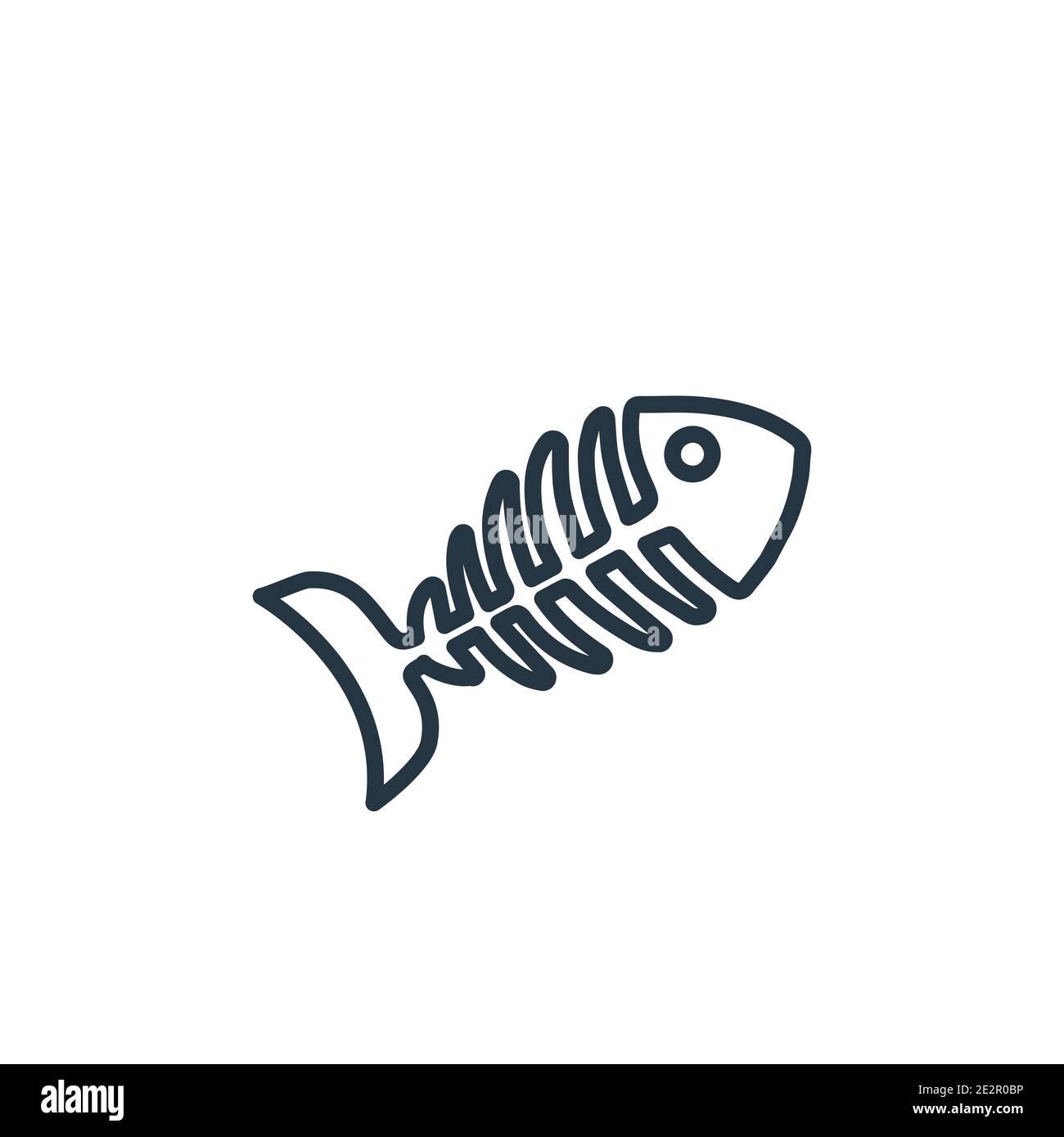 Fish skeleton outline vector icon. Thin line black fish skeleton icon ...