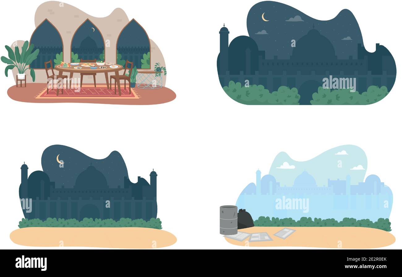 Ramadan kareem 2D vector web banner, poster set Stock Vector Image ...