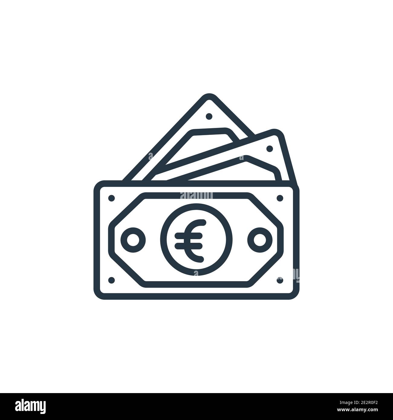 Euro bills outline vector icon. Thin line black euro bills icon, flat ...