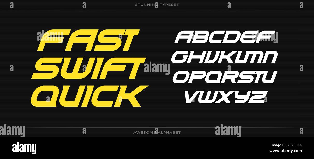 Fast swift quick alphabet. Sport font. Bold speed italic type for ...