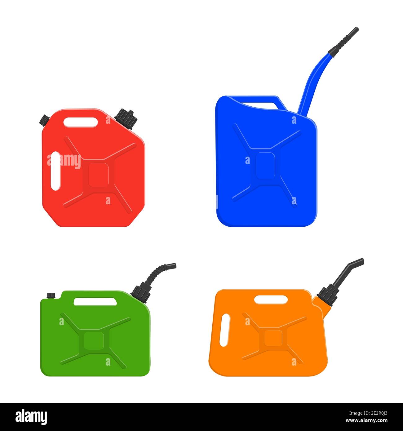 Fuel canisters, gasoline cans, petrol containers set isolated on white ...