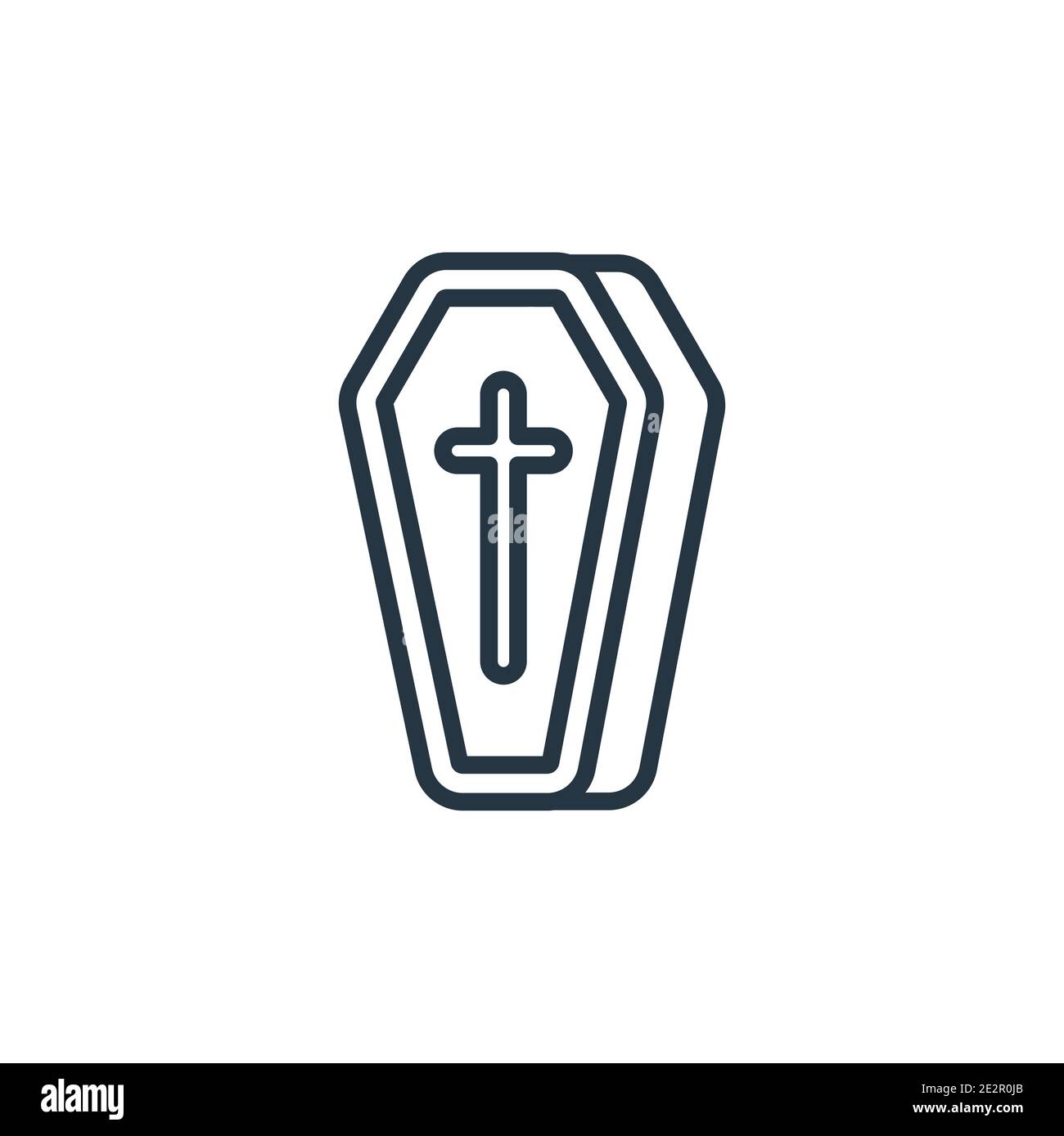 Coffin outline vector icon. Thin line black coffin icon, flat vector ...