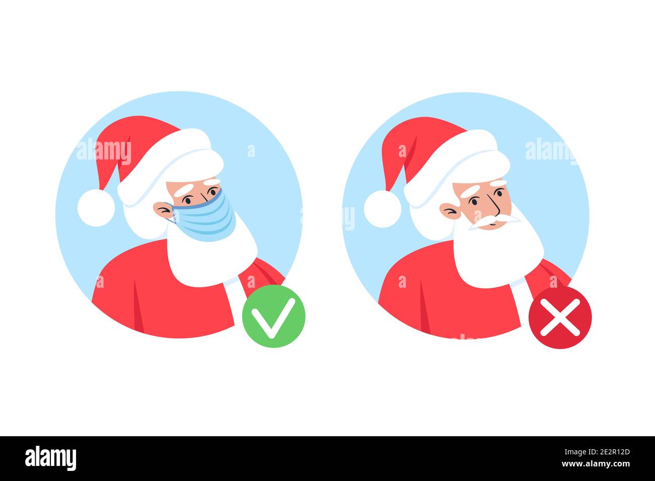 Santa Claus in a mask and without a mask, no entry without a mask Stock ...
