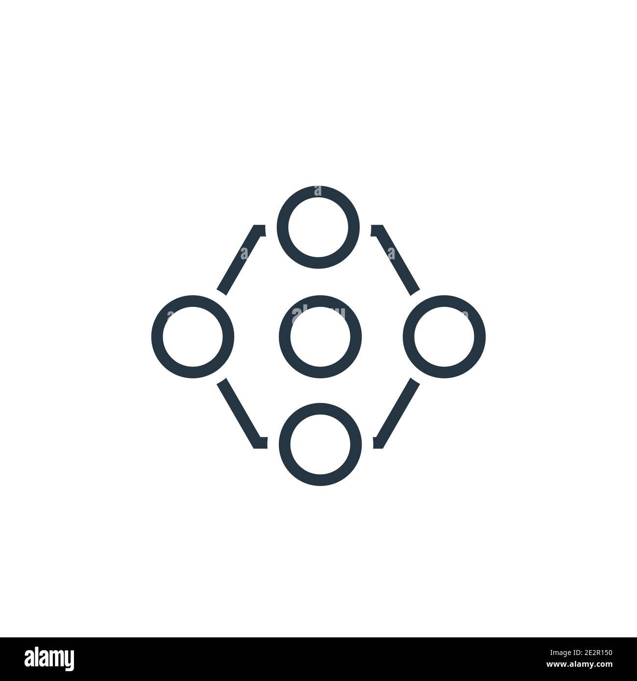 Hexagonal interconnections outline vector icon. Thin line black ...