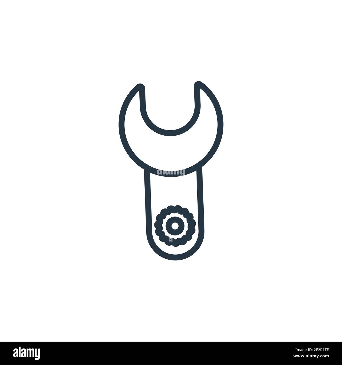 Spanner outline vector icon. Thin line black spanner icon, flat vector ...