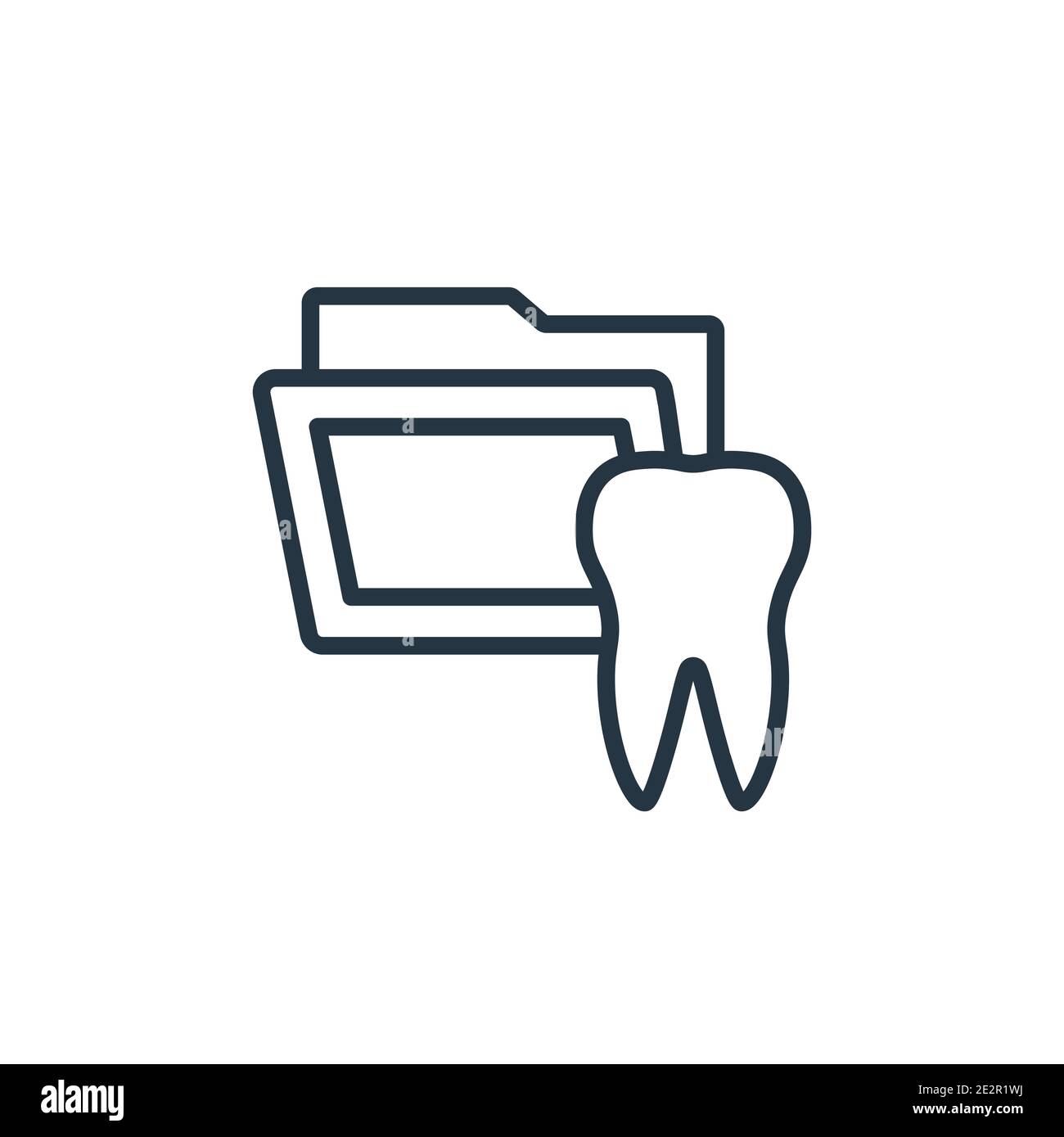 Dental folder outline vector icon. Thin line black dental folder icon ...