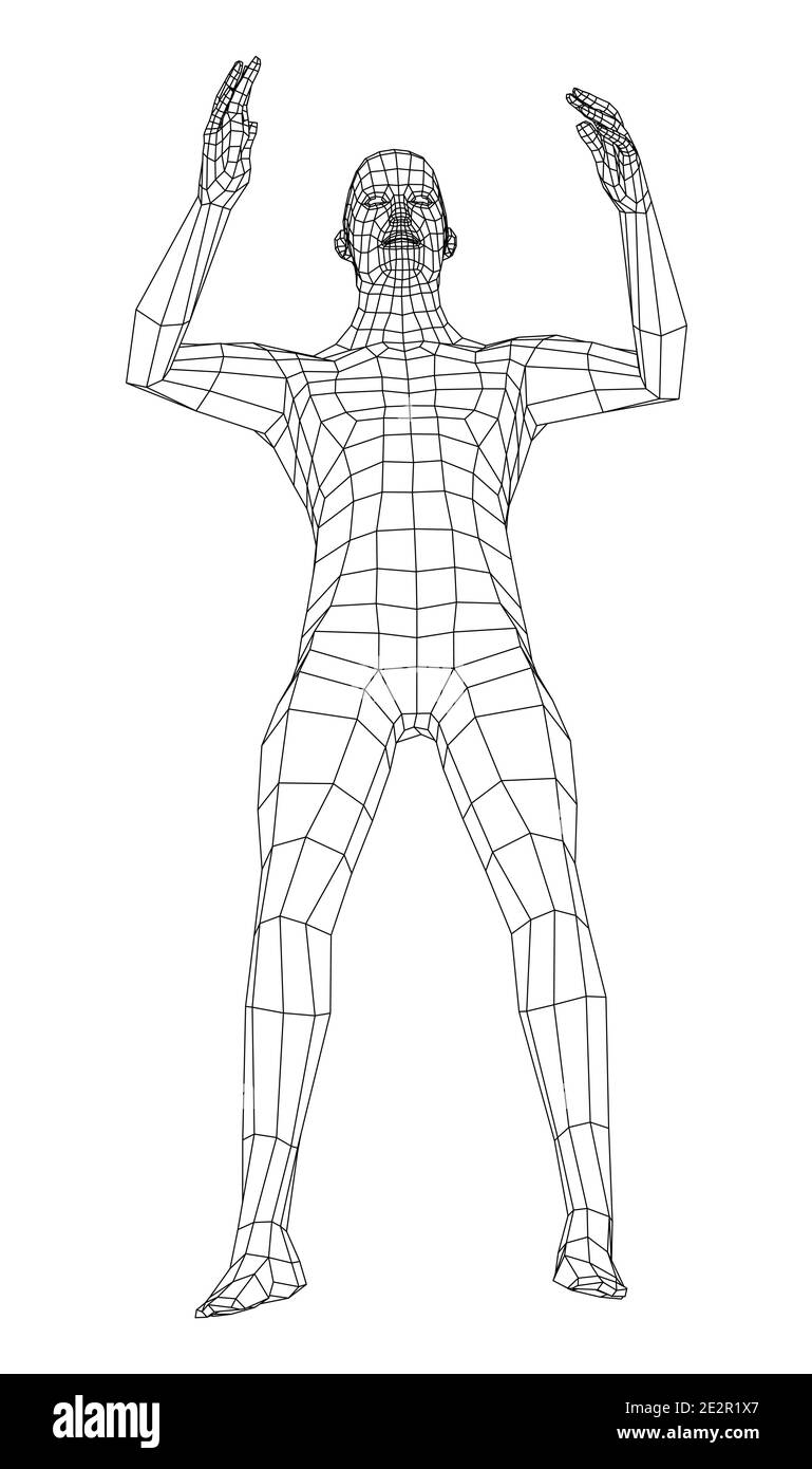 Wireframe jumping man. Vector Stock Vector Image & Art - Alamy