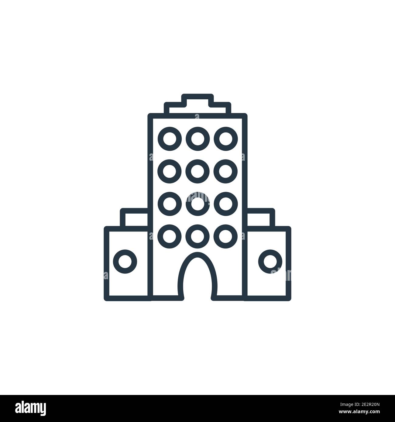 Big building outline vector icon. Thin line black big building icon ...