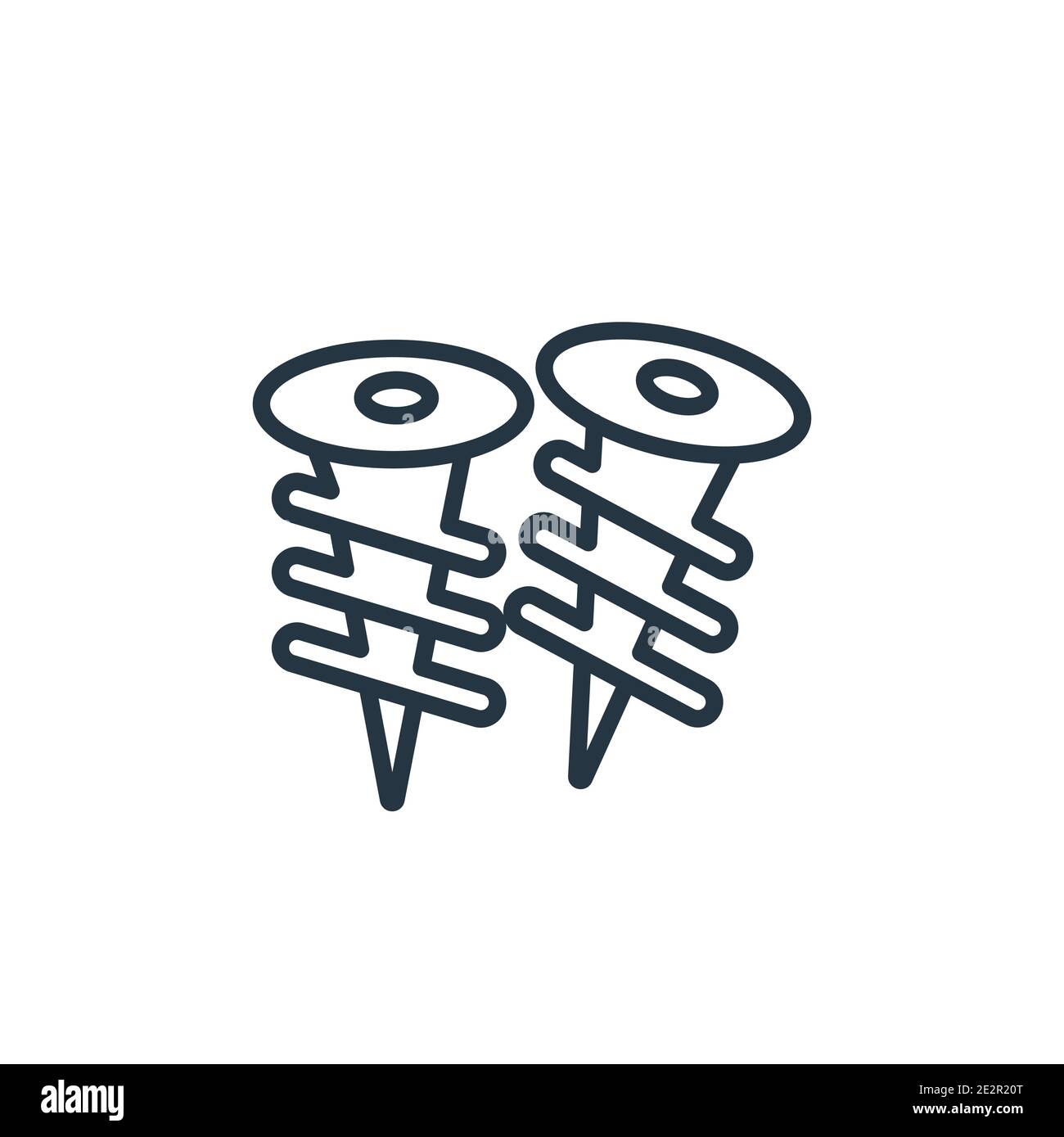 Two screws outline vector icon. Thin line black two screws icon, flat ...
