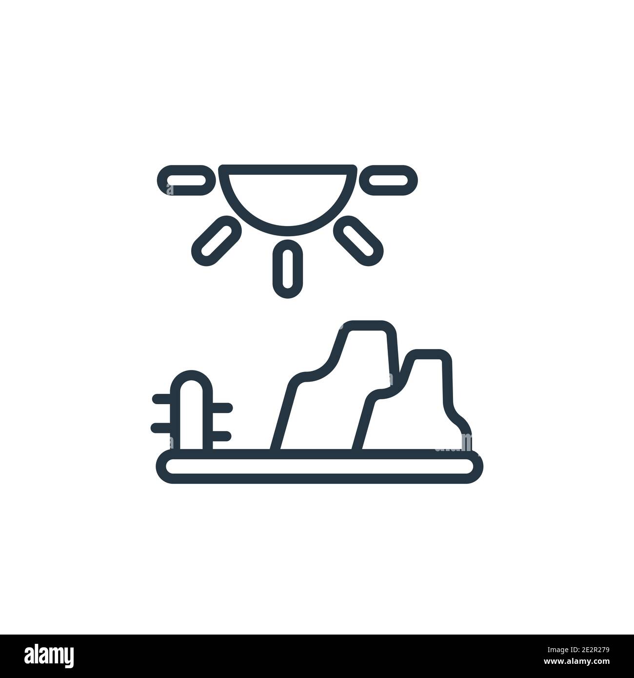 Desert landscape outline vector icon. Thin line black desert landscape ...