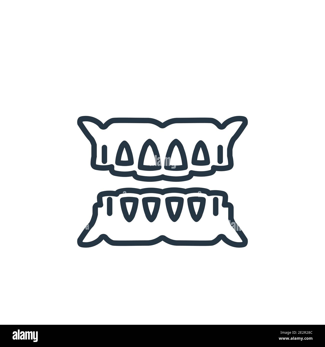 Dentures outline vector icon. Thin line black dentures icon, flat vector simple element ...