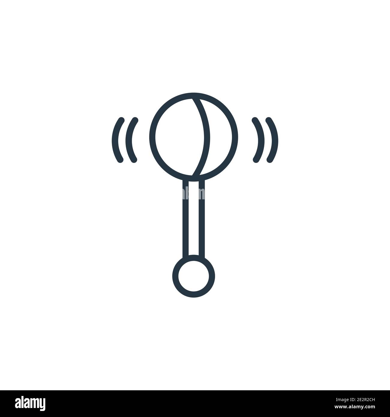 Rattle outline vector icon. Thin line black rattle icon, flat vector ...