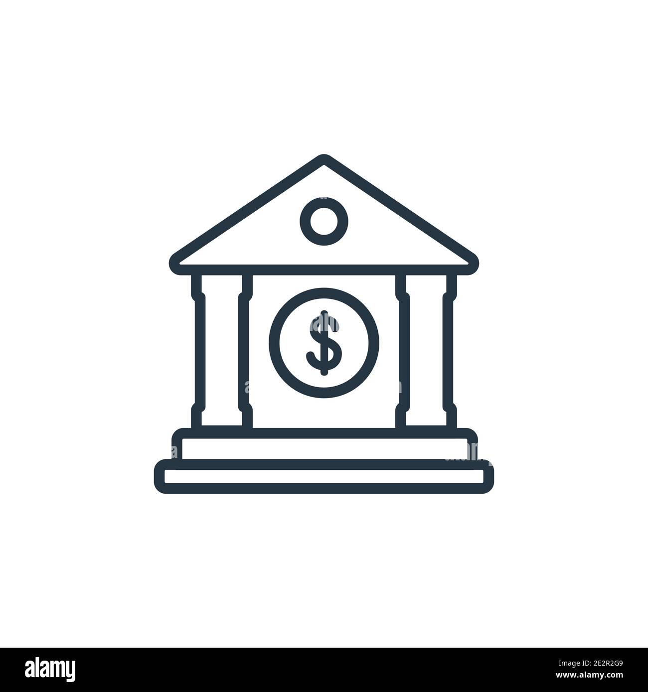 Bank outline vector icon. Thin line black bank icon, flat vector simple ...