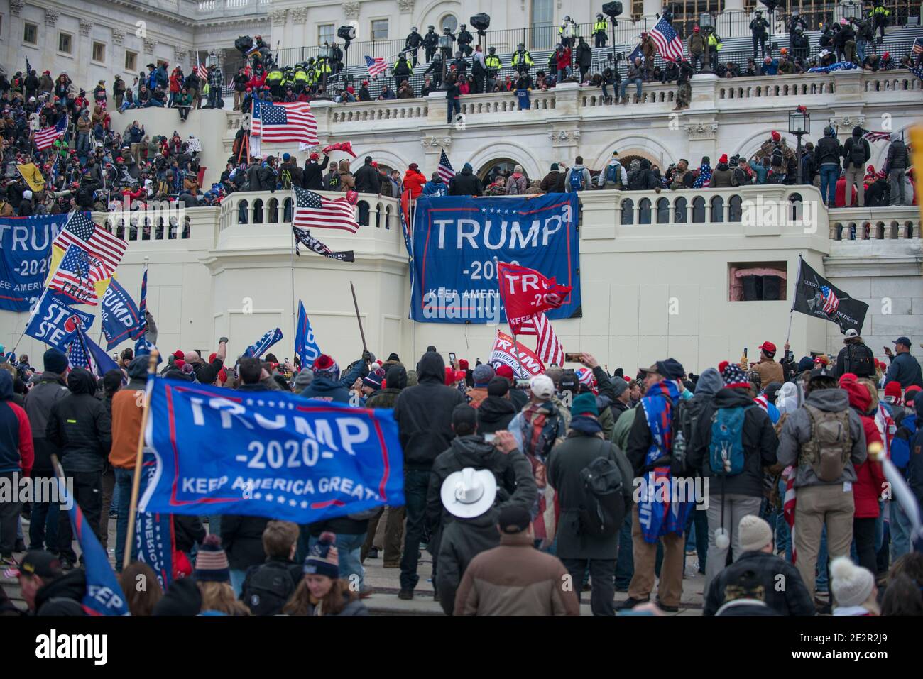 January 6th 2021. Large Crowds of Protesters at Capitol Hill with ...